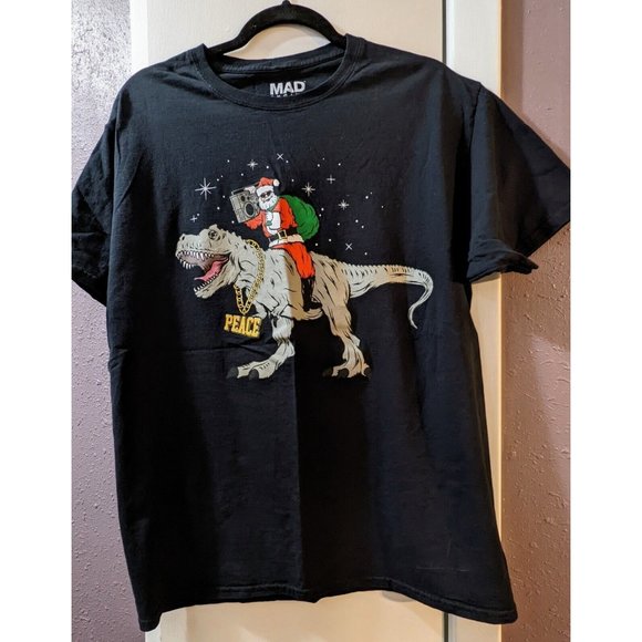 MAD Engine | Shirts | Santa Riding Dinosaur T Rex Christmas Cool Badass ...
